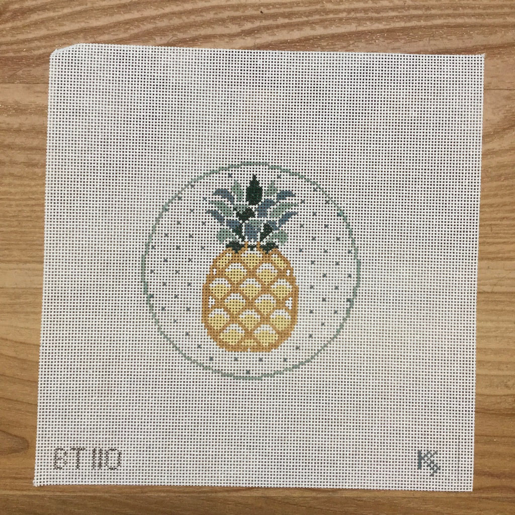 Pineapple Round Canvas – KC Needlepoint