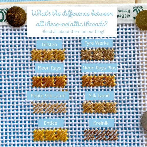 What's the difference between all these metallic threads? – KC Needlepoint