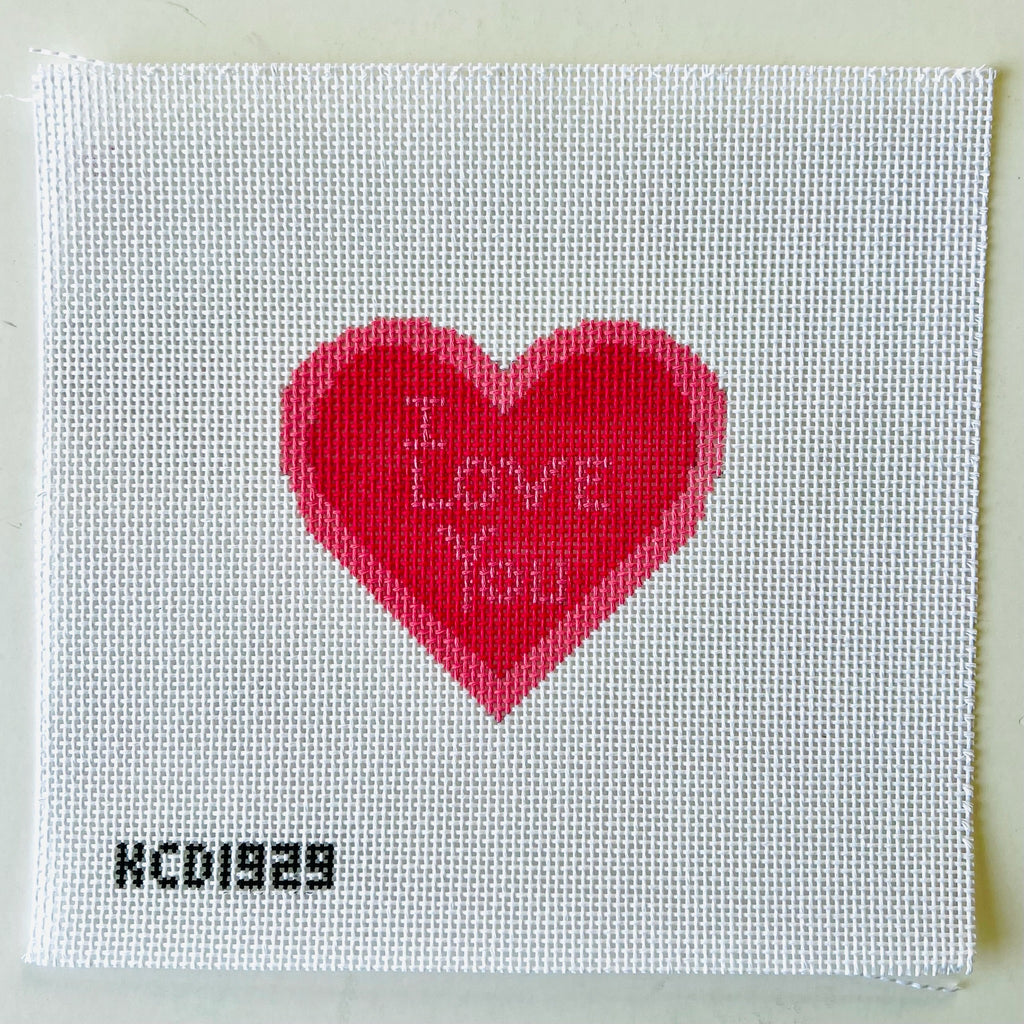 I Love You Pink Heart Canvas | KC Needlepoint