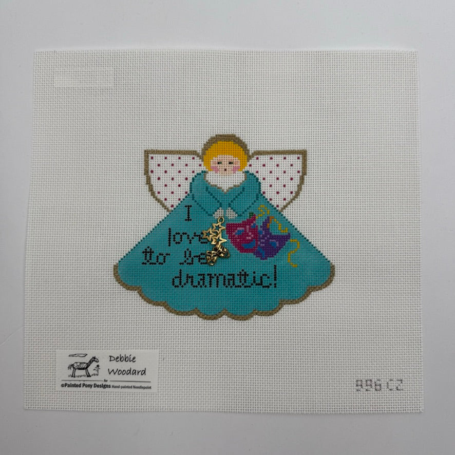 I Love to Be Dramatic Angel Canvas – KC Needlepoint