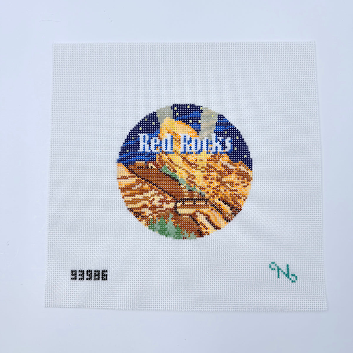 Red Rocks Travel Round Canvas – KC Needlepoint