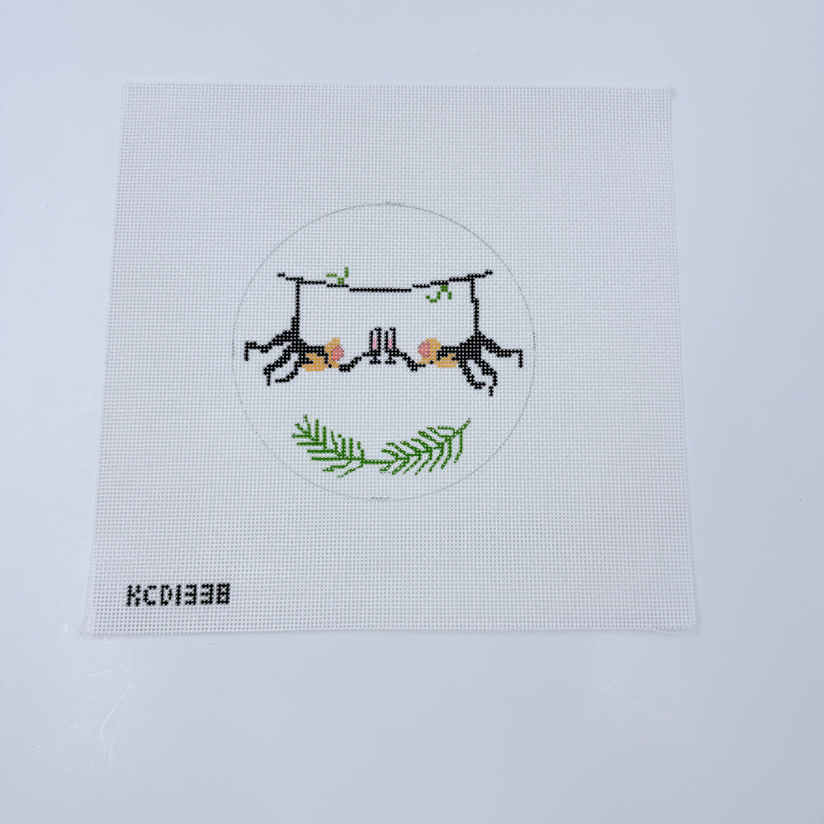 Champagne Monkey Round – KC Needlepoint