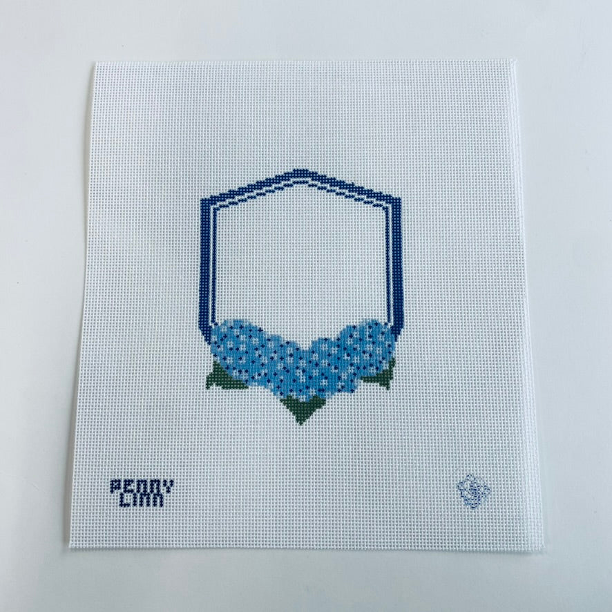 Blue Hydrangea Crest Canvas – KC Needlepoint