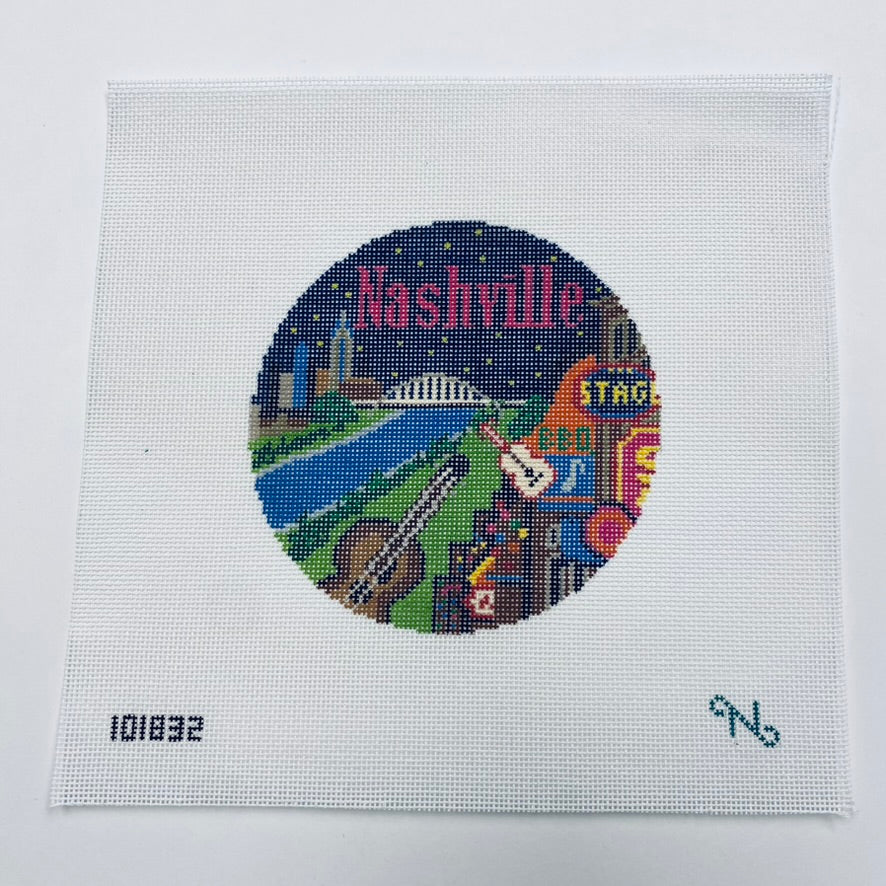 Williamsburg Travel Round Needlepoint Canvas | KC Needlepoint