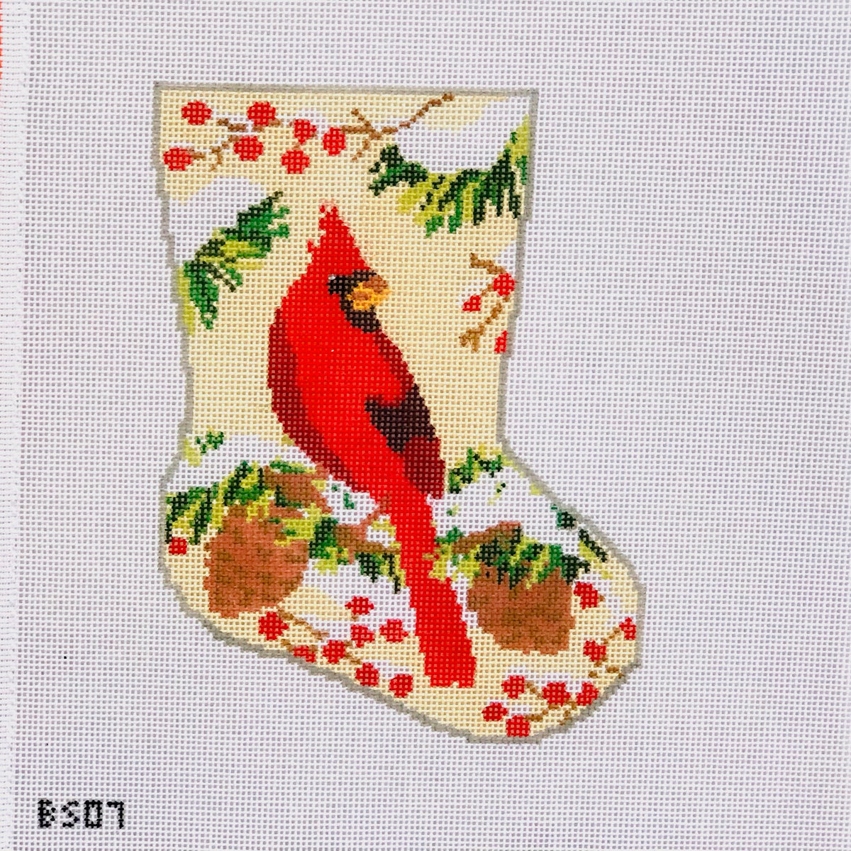 Christmas Cardinal Ornament Sized Stocking Canvas – KC Needlepoint