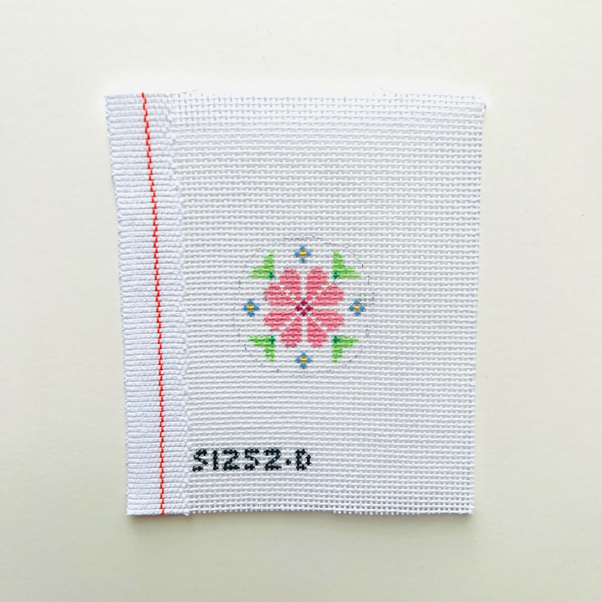 Pink Flower on White Key Fob Insert Canvas – KC Needlepoint