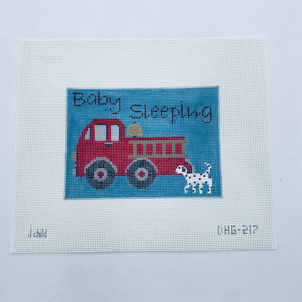 Fire Engine Baby Sleeping Canvas – KC Needlepoint
