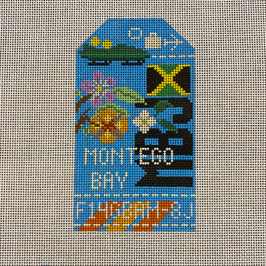 Montego Bay Vintage Travel Tag Canvas | KC Needlepoint