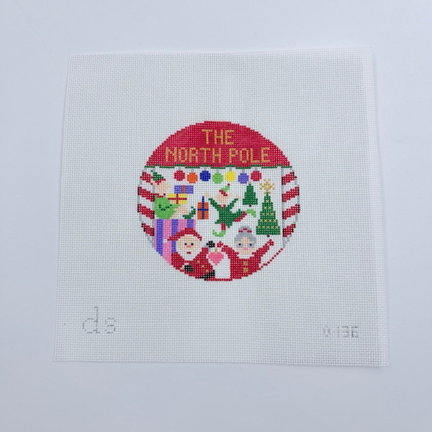 The North Pole Round Canvas – KC Needlepoint