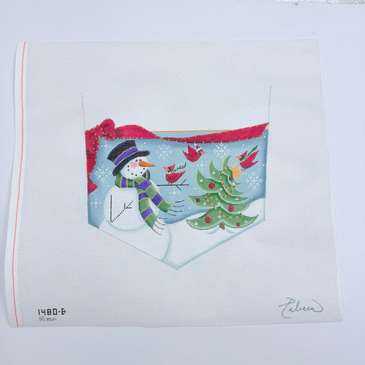 Snowman and Cardinal Christmas Stocking Topper Canvas – KC Needlepoint