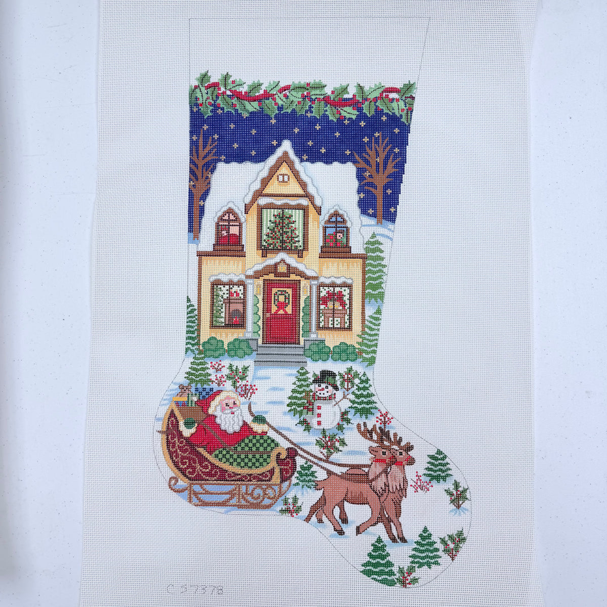 Alexa Christmas Stocking 7378 Santa Sleigh with Yellow House – KC ...