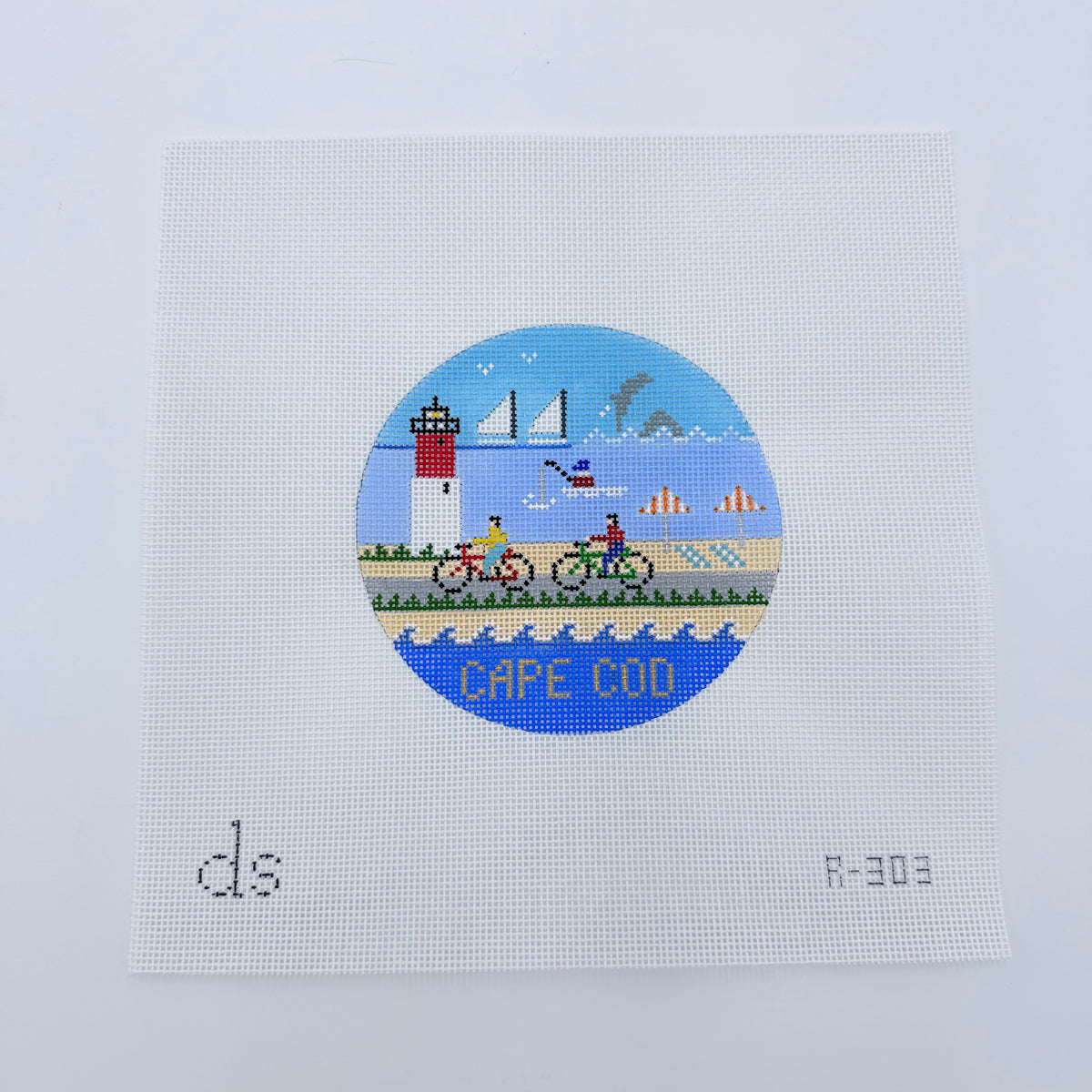Cape Cod Travel Round Needlepoint Canvas – KC Needlepoint