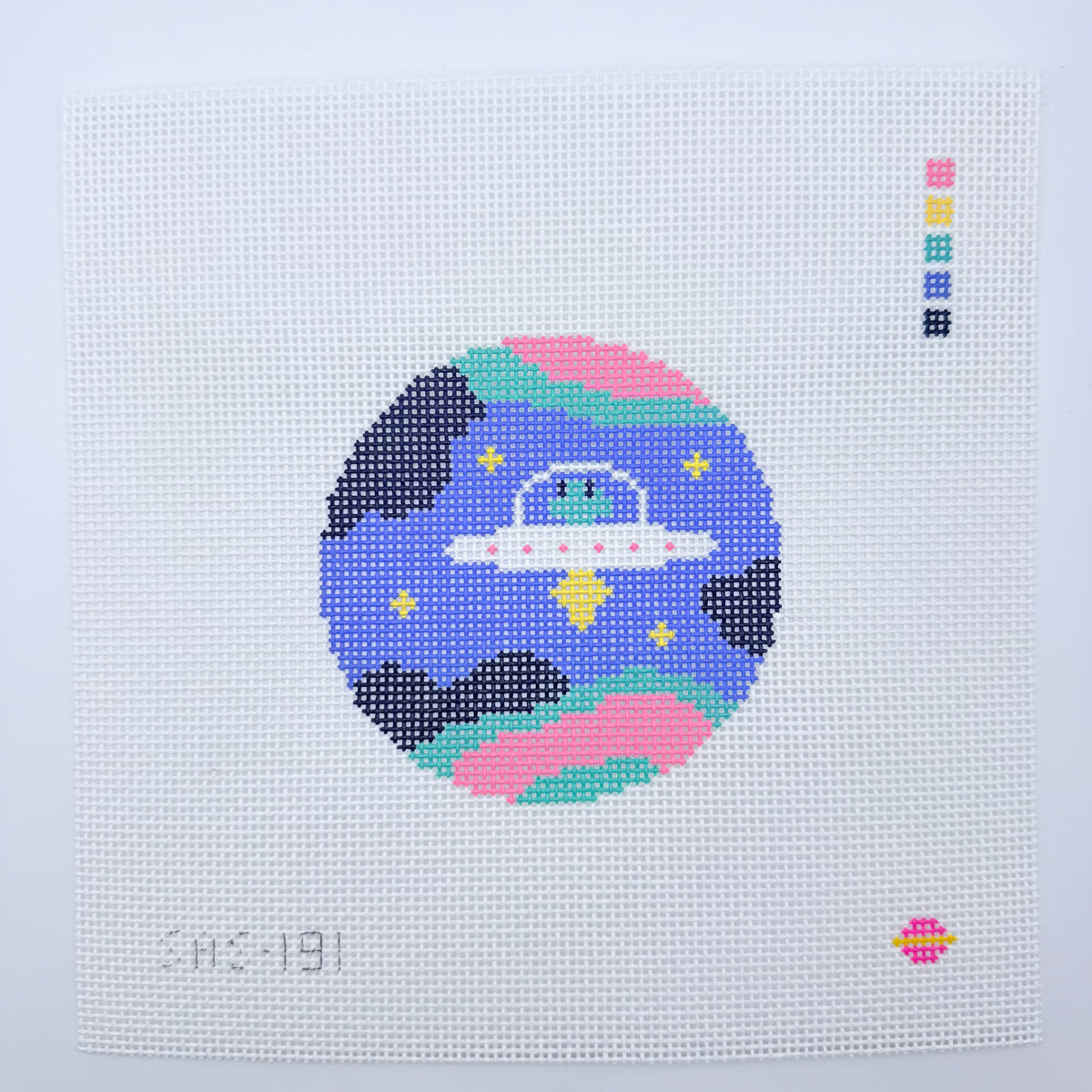 Alien Round Canvas – KC Needlepoint