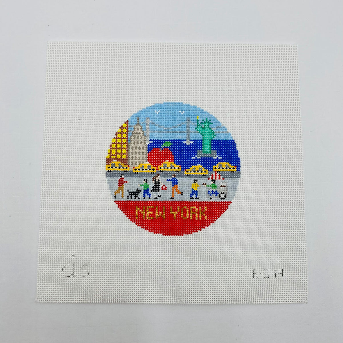 New York Travel Round Needlepoint Canvas – KC Needlepoint