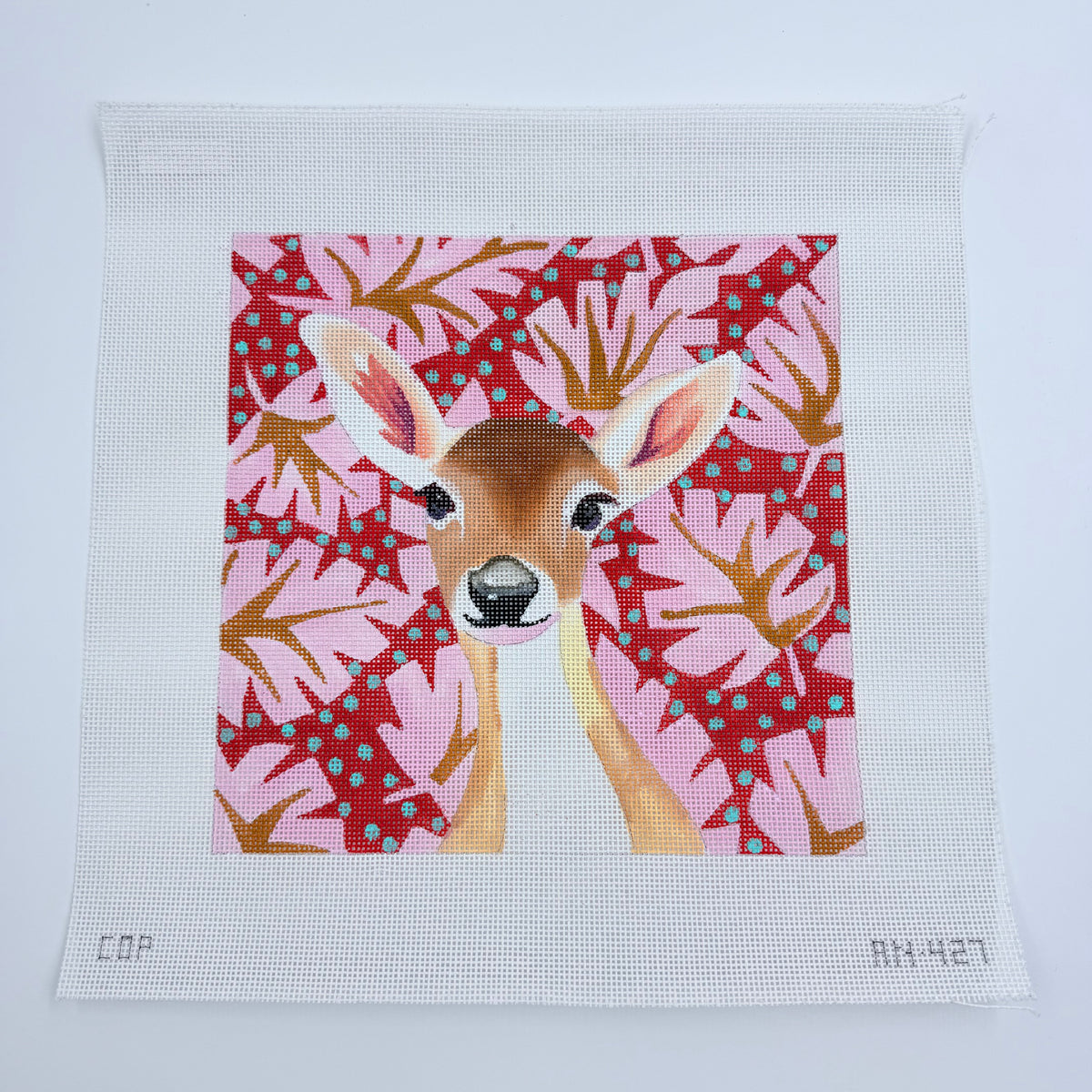 Deer on Palms Canvas – KC Needlepoint
