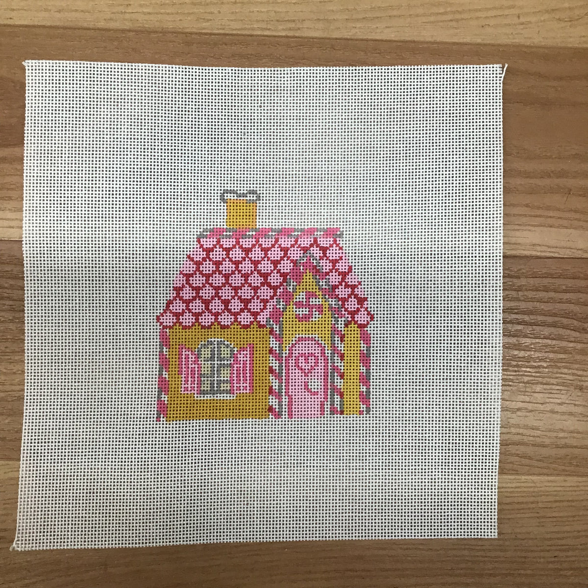 Pink Gingerbread House Canvas – KC Needlepoint