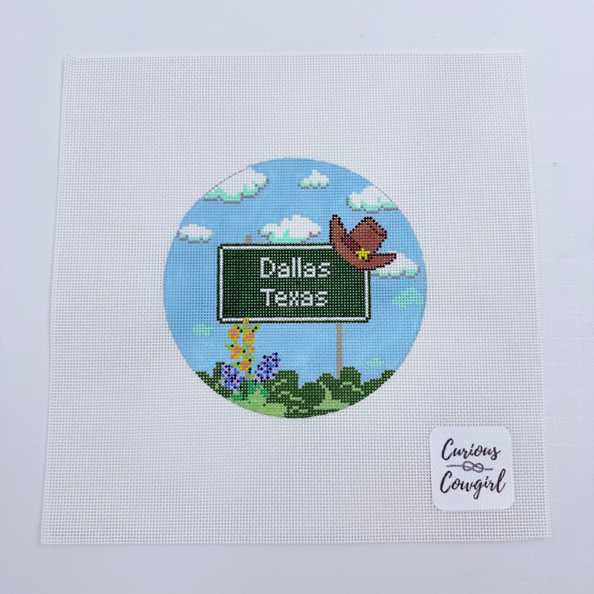 Dallas Texas Round Canvas – KC Needlepoint