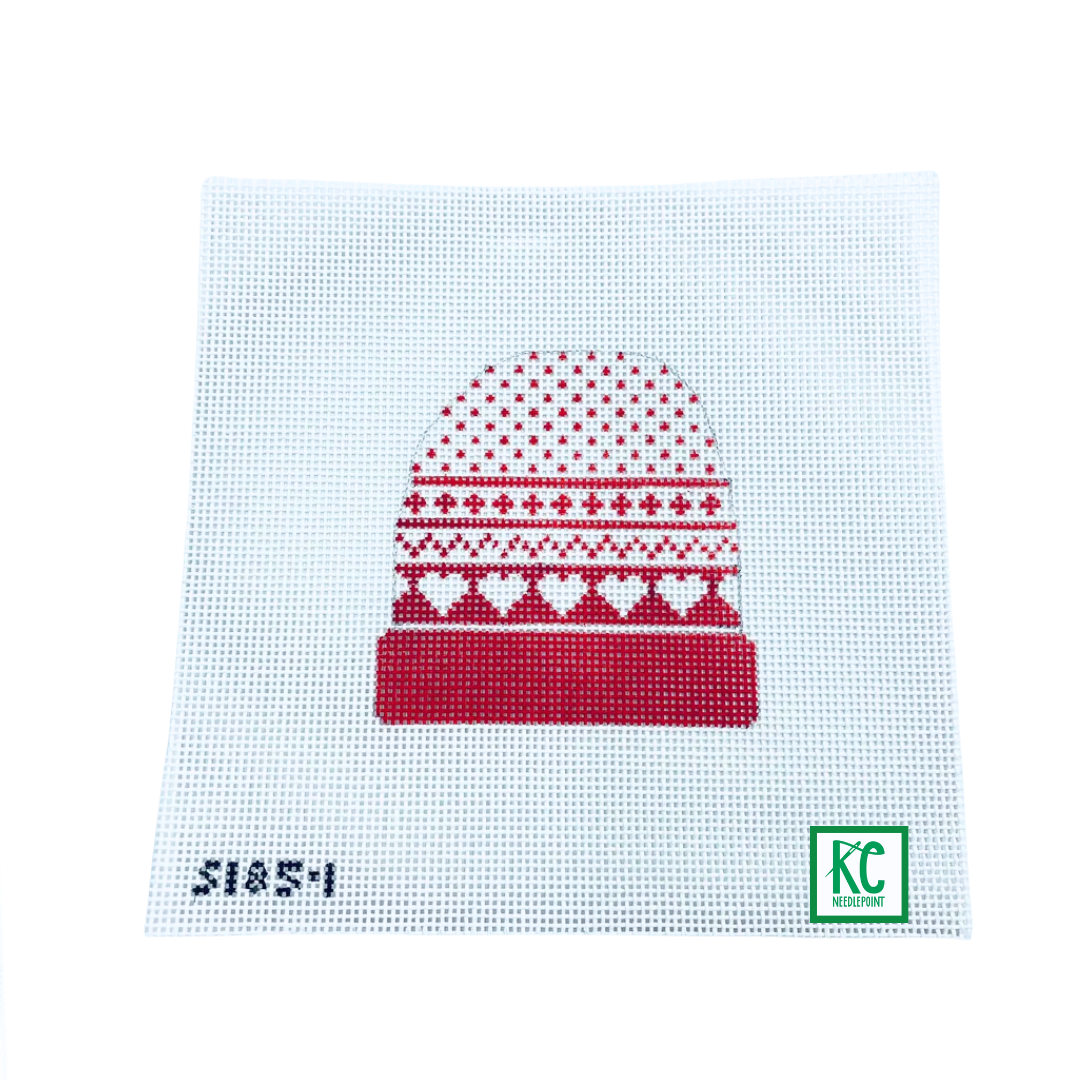 Red Hearts Stocking Cap – KC Needlepoint