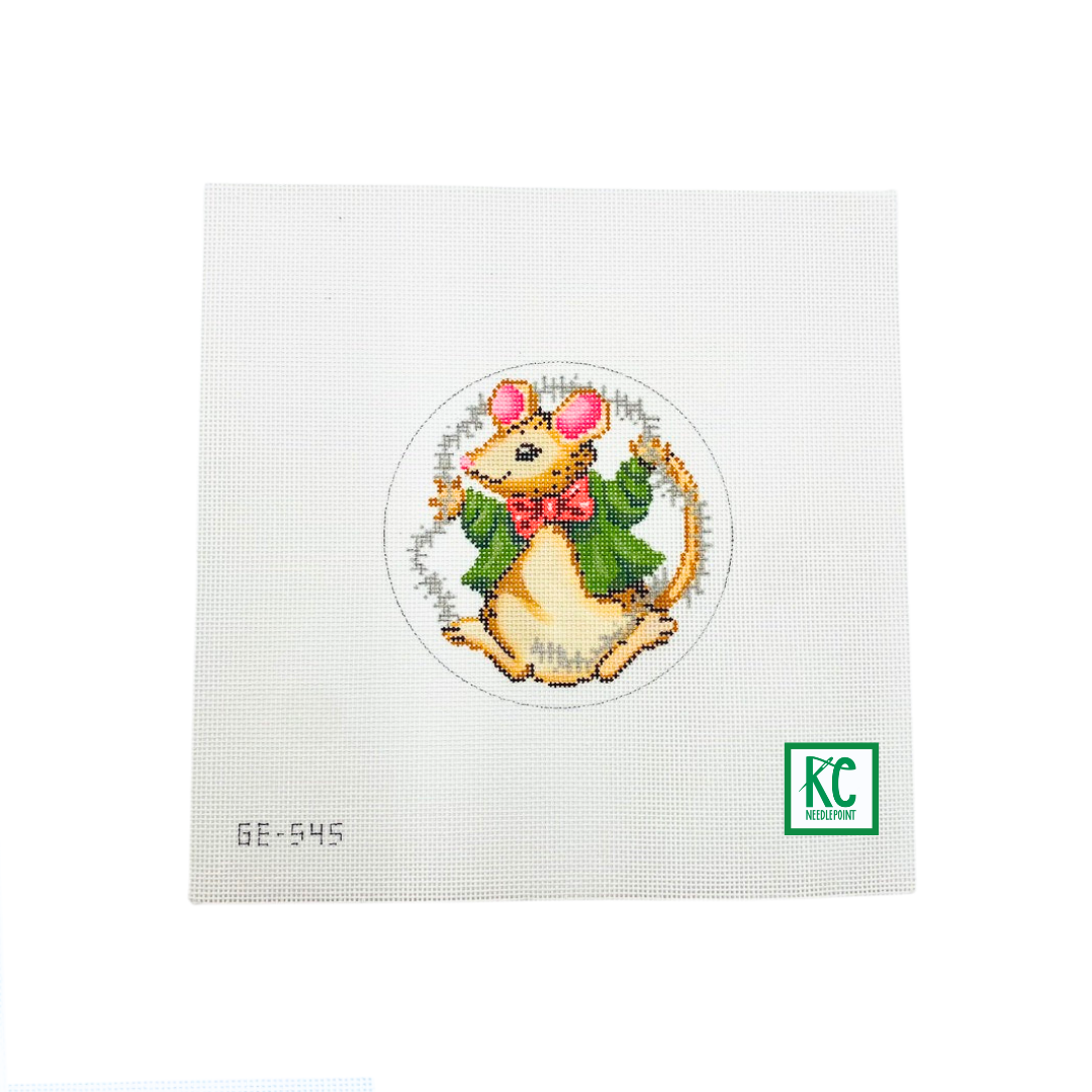 Mouse with Tinsel Canvas – KC Needlepoint