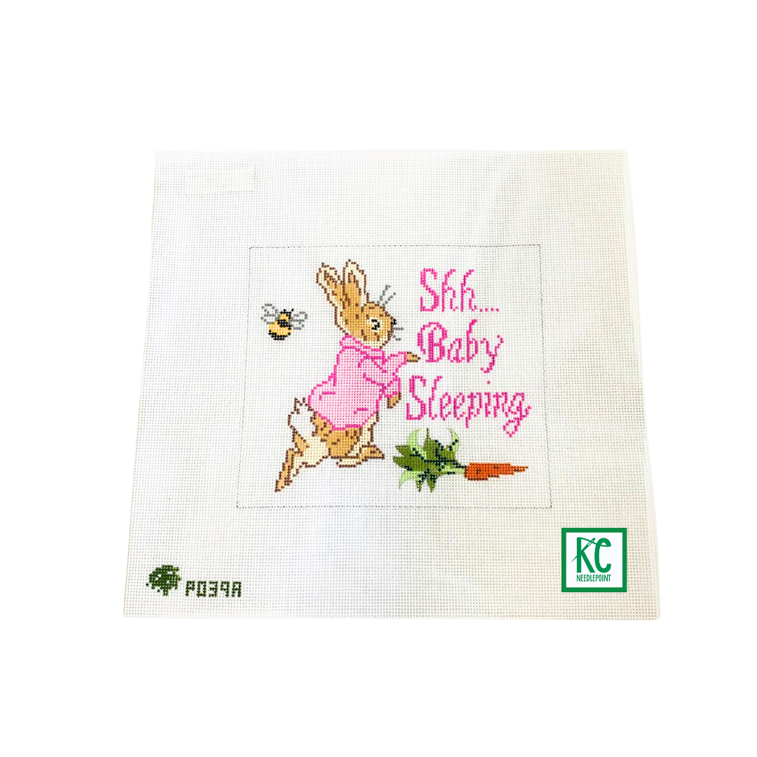 Shh Baby Sleeping Bunny Pink Canvas – KC Needlepoint