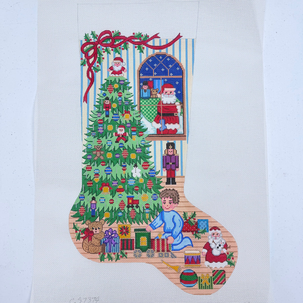 Alexa Christmas Stocking 7374 Boy at Tree – KC Needlepoint