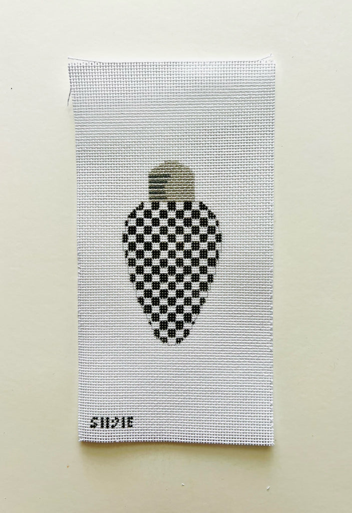 Black and White Check Light Bulb Canvas | KC Needlepoint