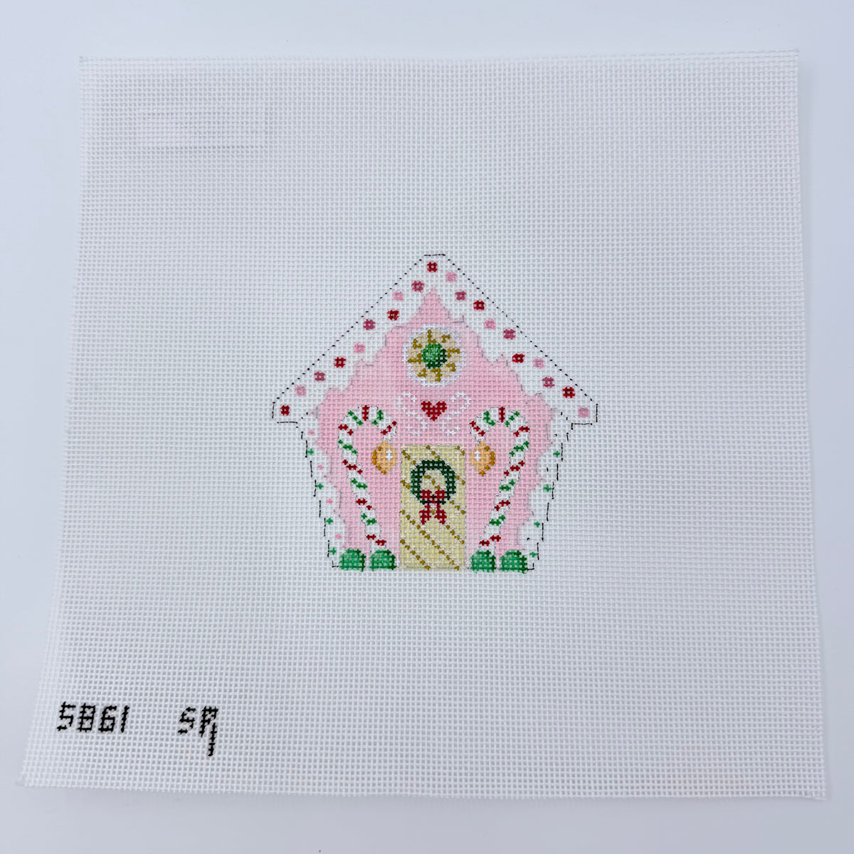 Pink Gingerbread House Canvas – KC Needlepoint