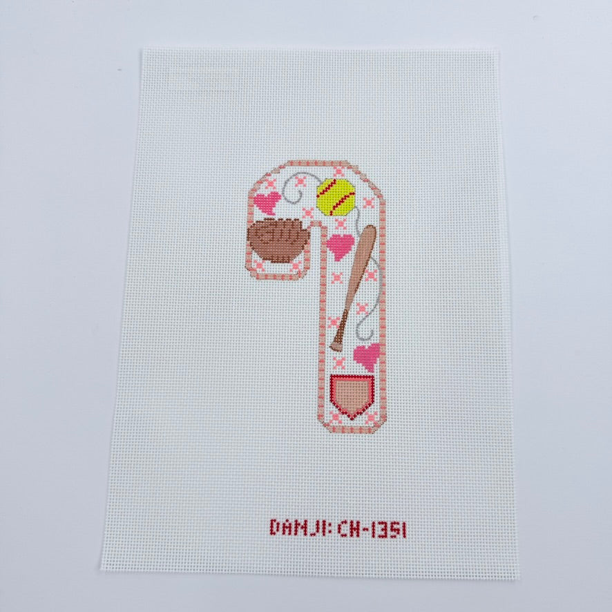 Softball Candy Cane Canvas – KC Needlepoint