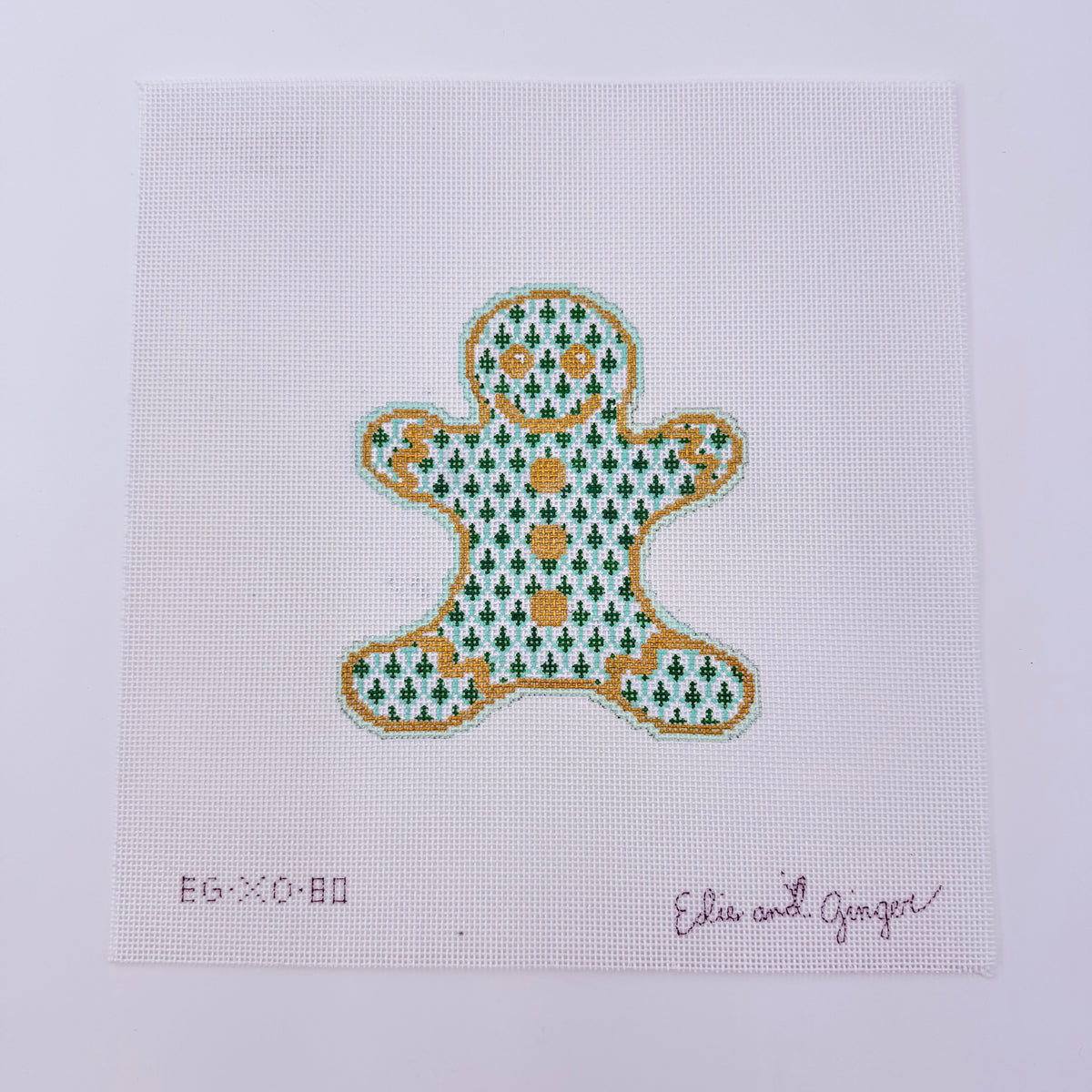 Green Gingerbread Man Canvas – KC Needlepoint