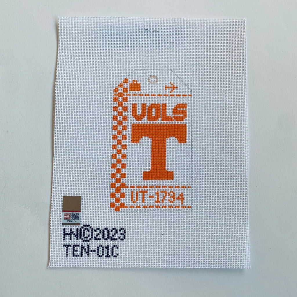 University of Tennessee Vintage Travel Tag Canvas | KC Needlepoint