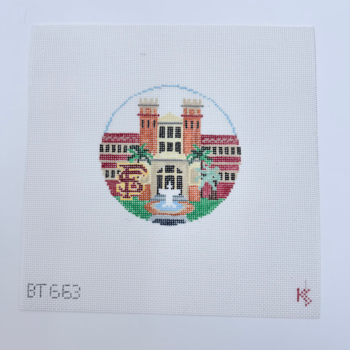 Florida State University Round Canvas – KC Needlepoint