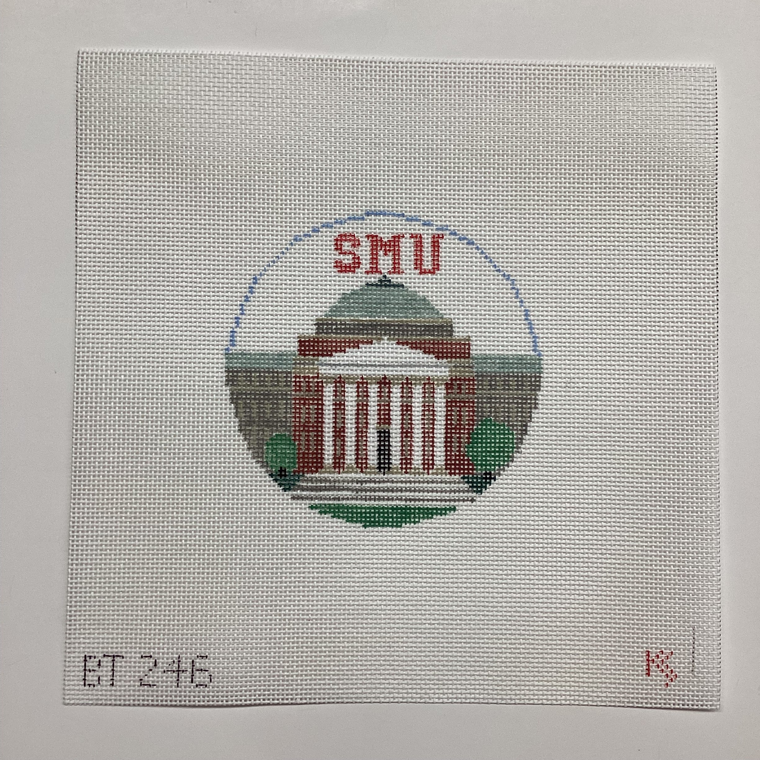 SMU Rotunda Round Canvas | KC Needlepoint