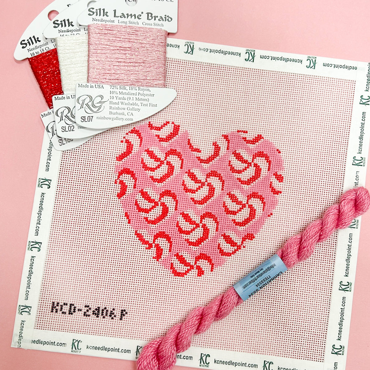 Pink Peppermint Heart Kit – KC Needlepoint