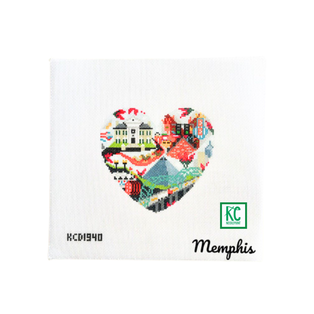 Memphis Heart Canvas – KC Needlepoint