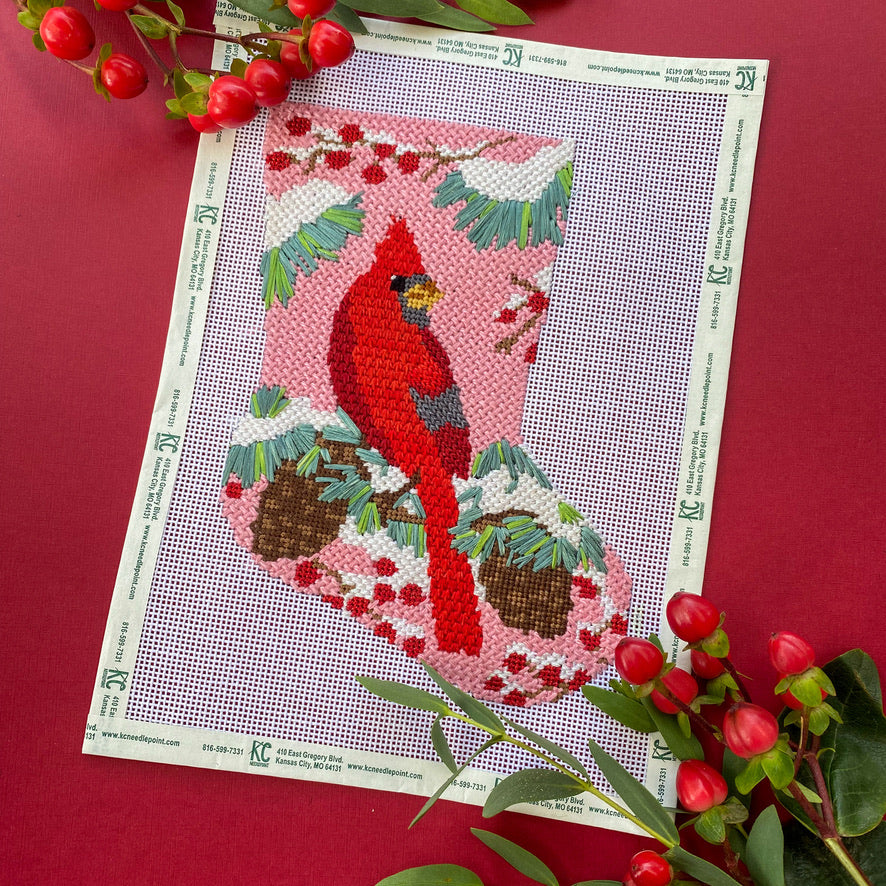Christmas Cardinal Ornament Sized Stocking Kit – KC Needlepoint