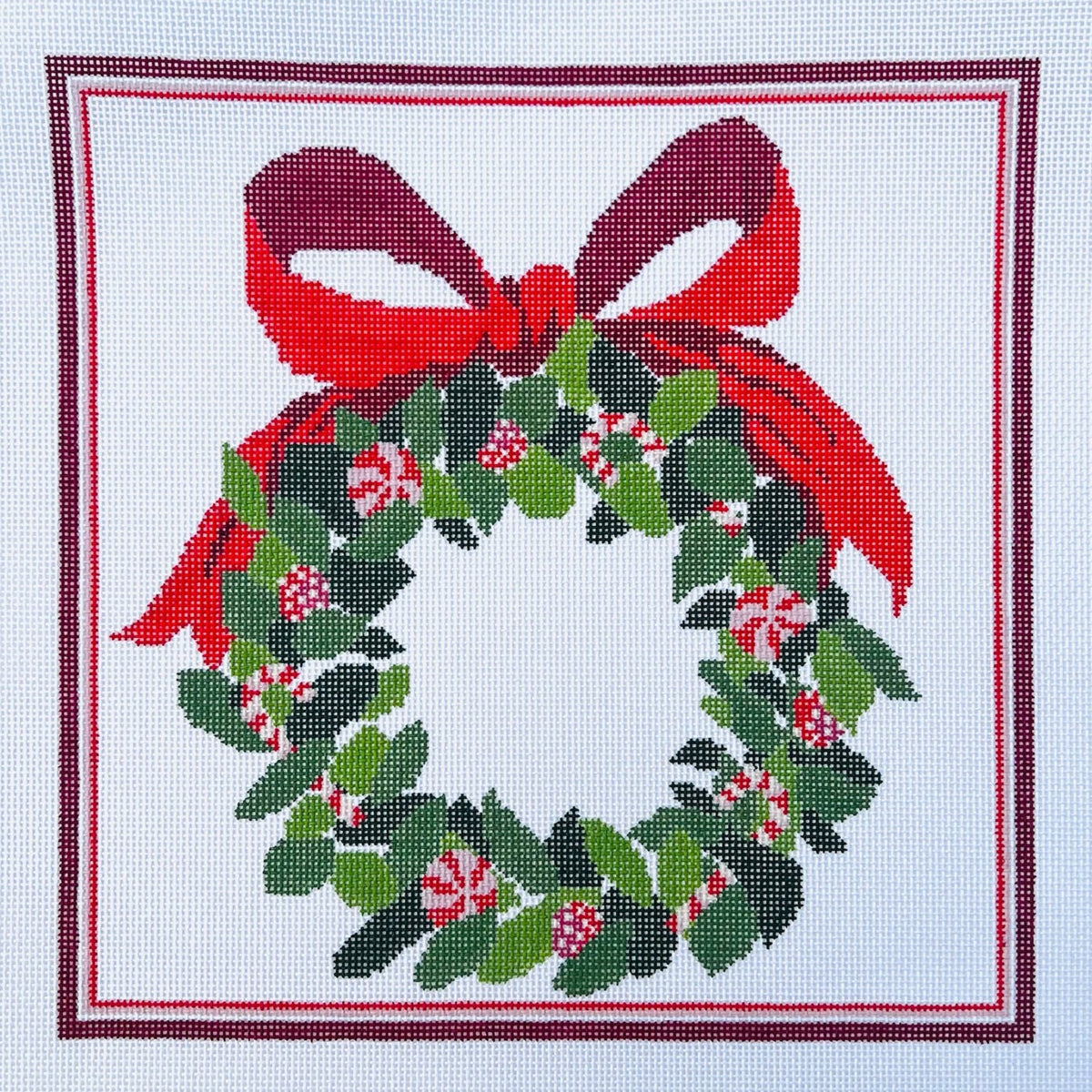 Red Candy Wreath Canvas – KC Needlepoint