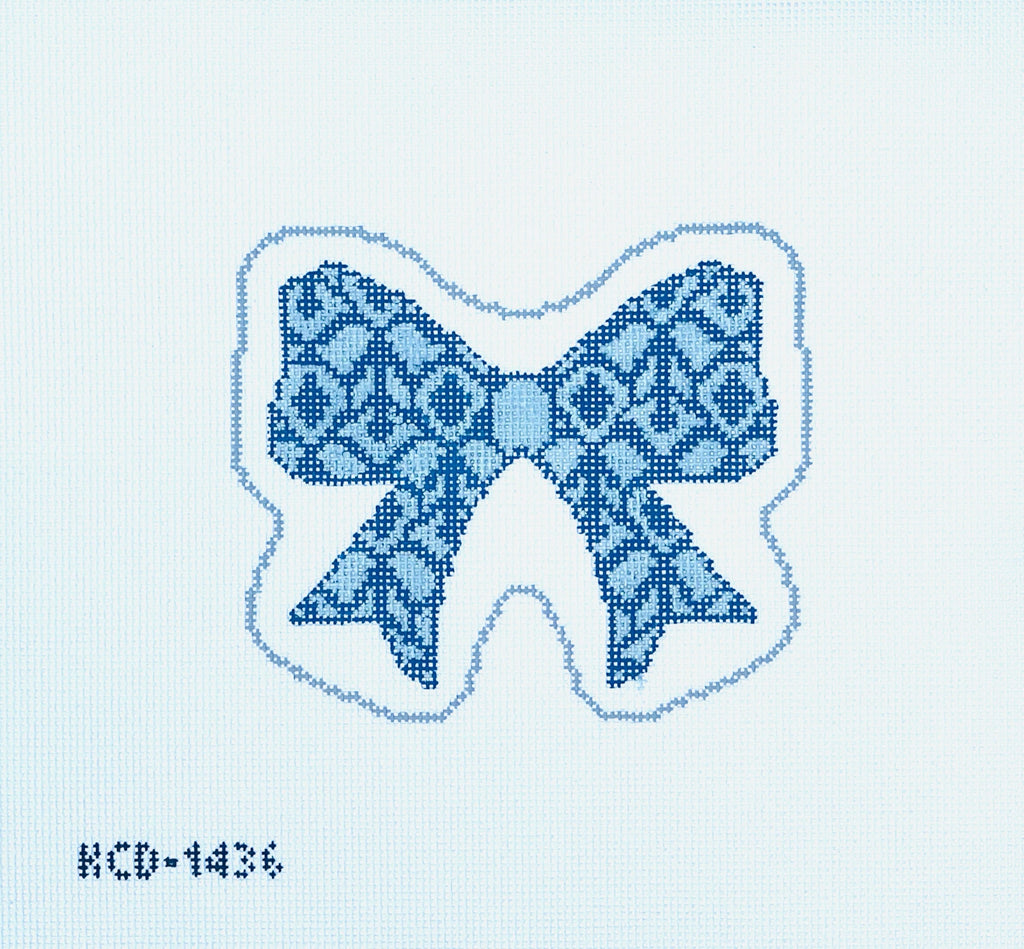 Damask Bow Canvas | KC Needlepoint