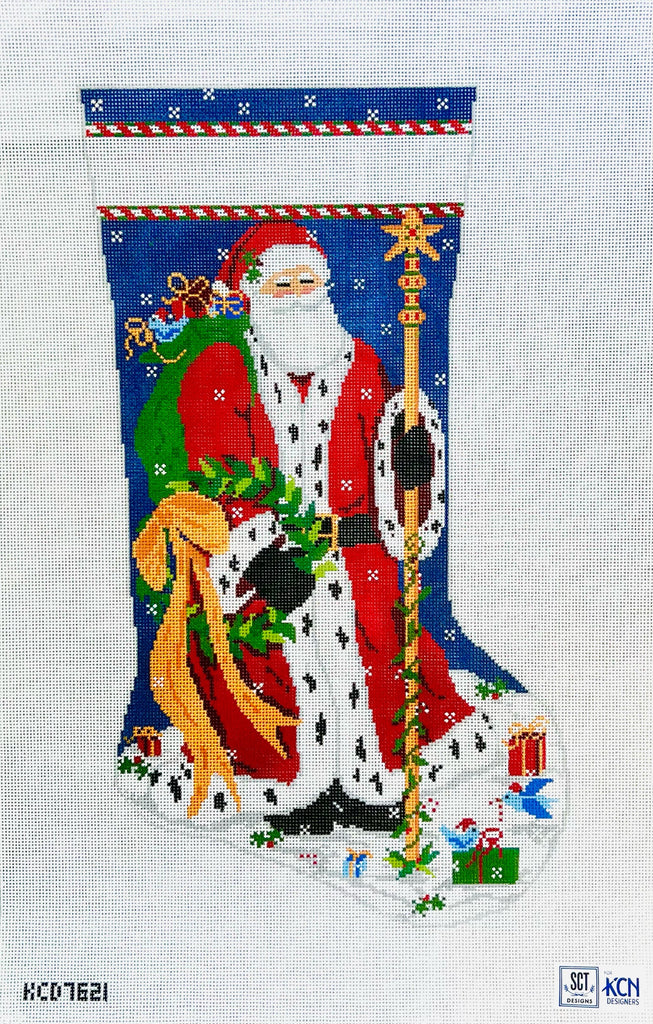 Santa at the North Pole Stocking Canvas | KC Needlepoint