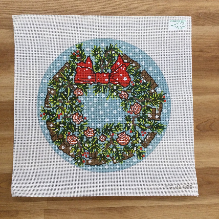 Shell Wreath Needlepoint Canvas | KC Needlepoint