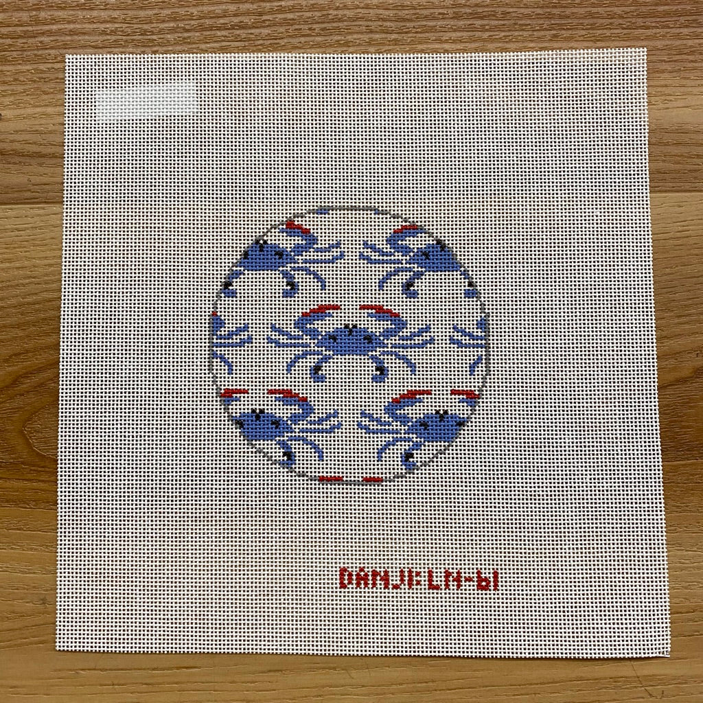 Crabs Round Canvas | KC Needlepoint