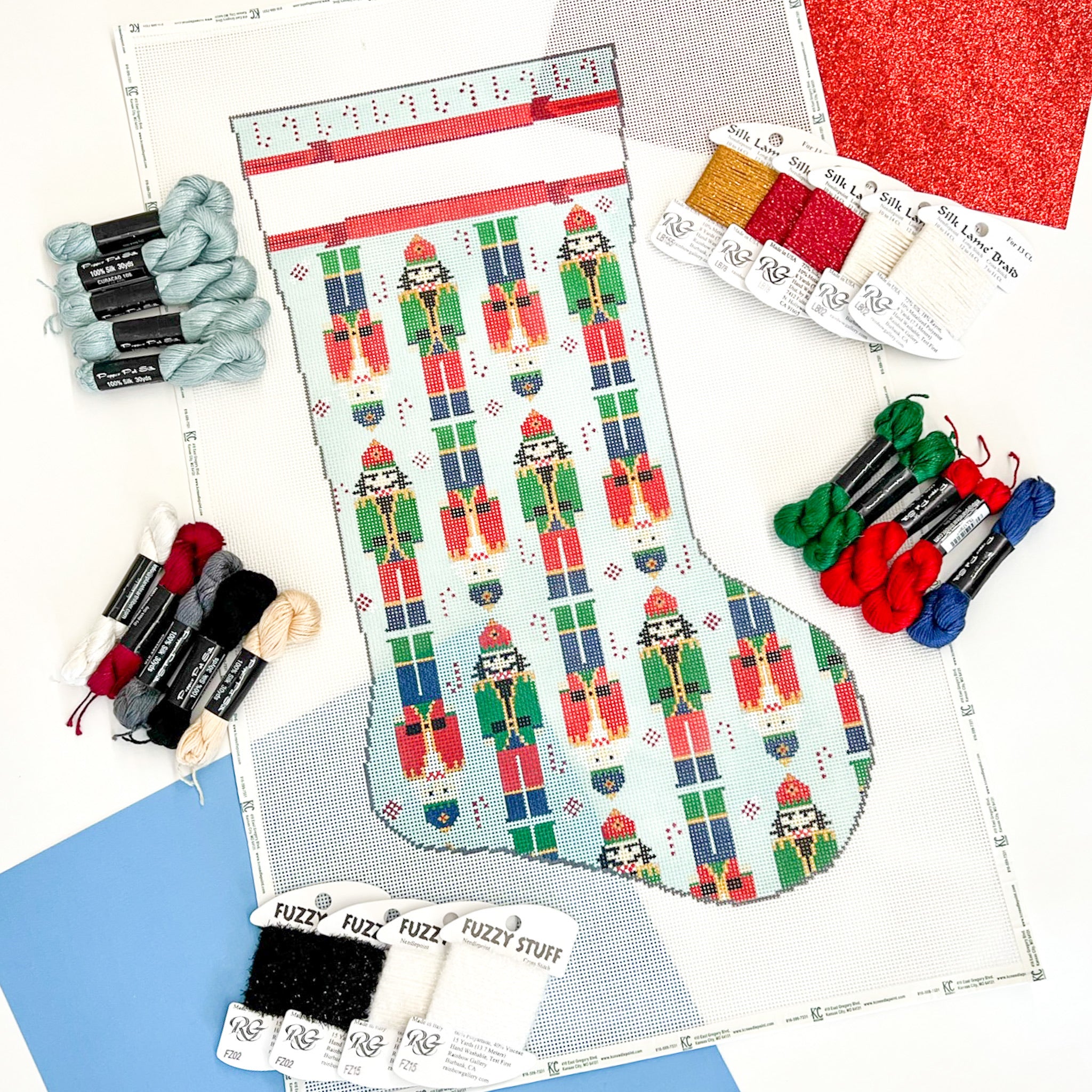 Nutcracker on Blue Stocking Canvas – KC Needlepoint