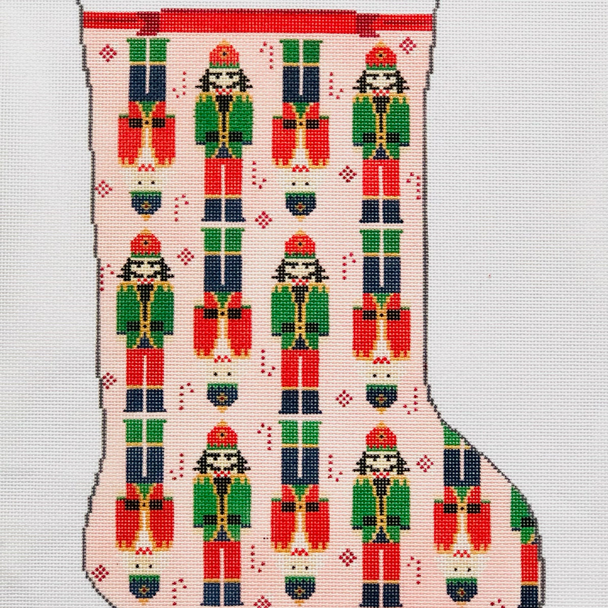 Nutcracker Stocking on Pink Stocking – KC Needlepoint