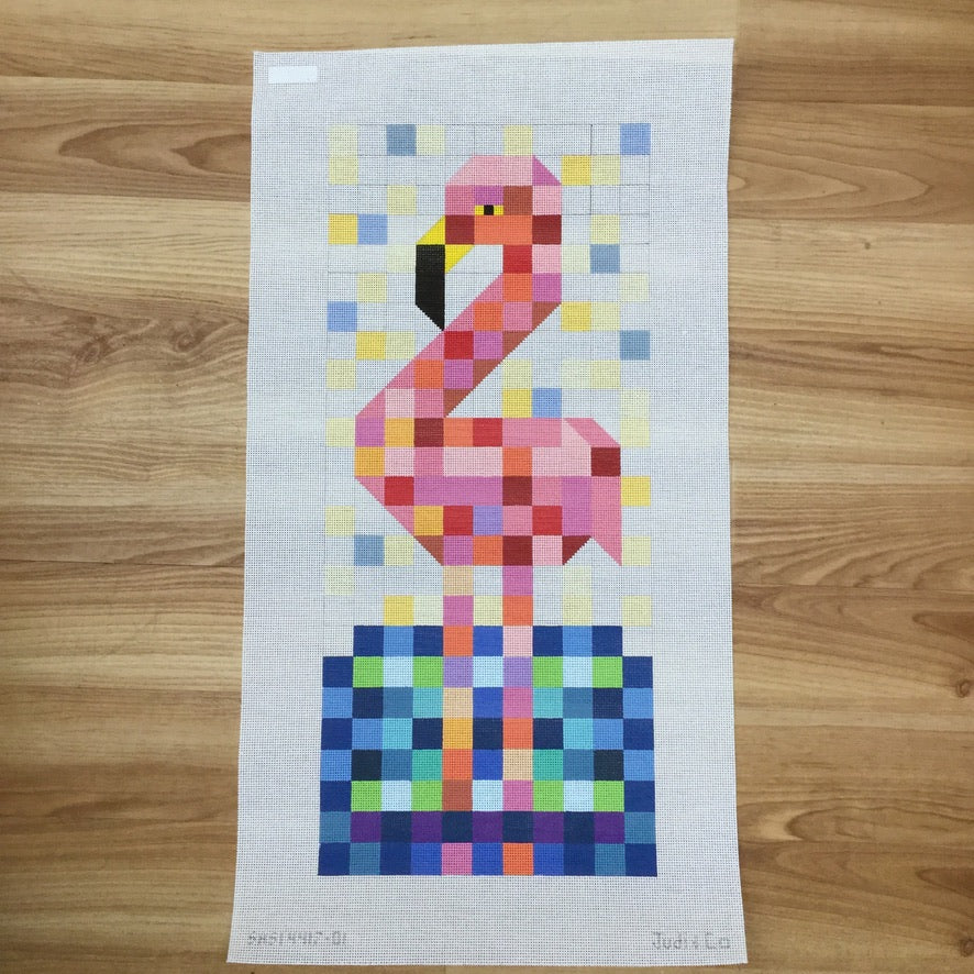 Flamingo Blocks Canvas | KC Needlepoint
