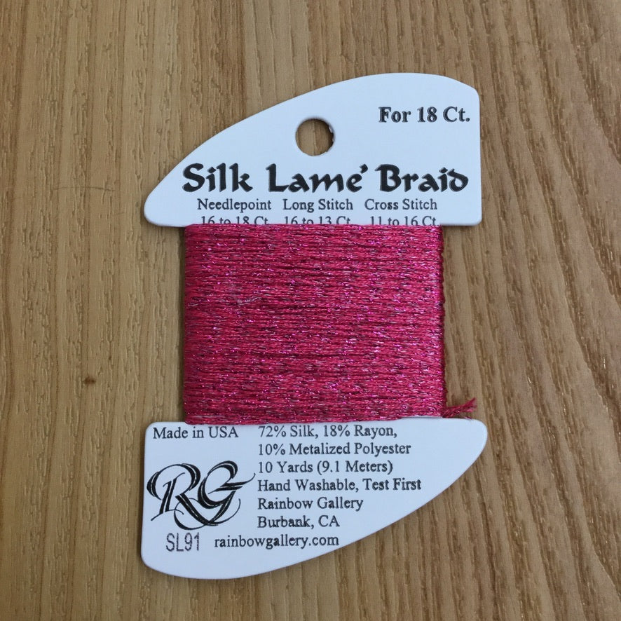 Silk Lamé Braid SL91 Dark Raspberry | KC Needlepoint