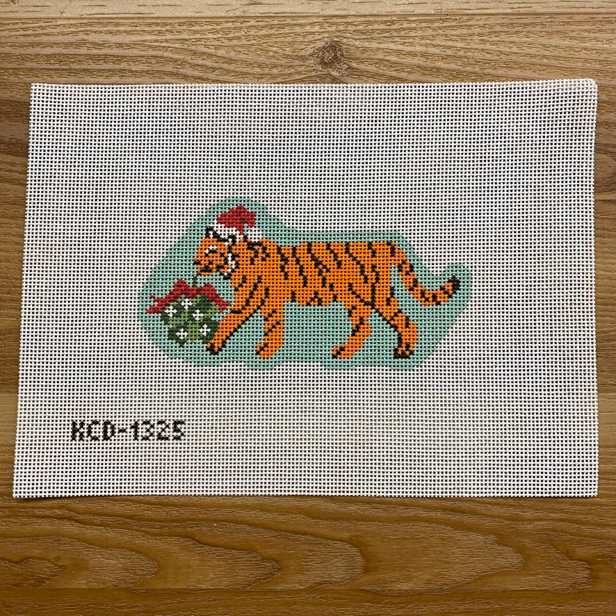 Holiday Tiger Ornament Canvas | KC Needlepoint
