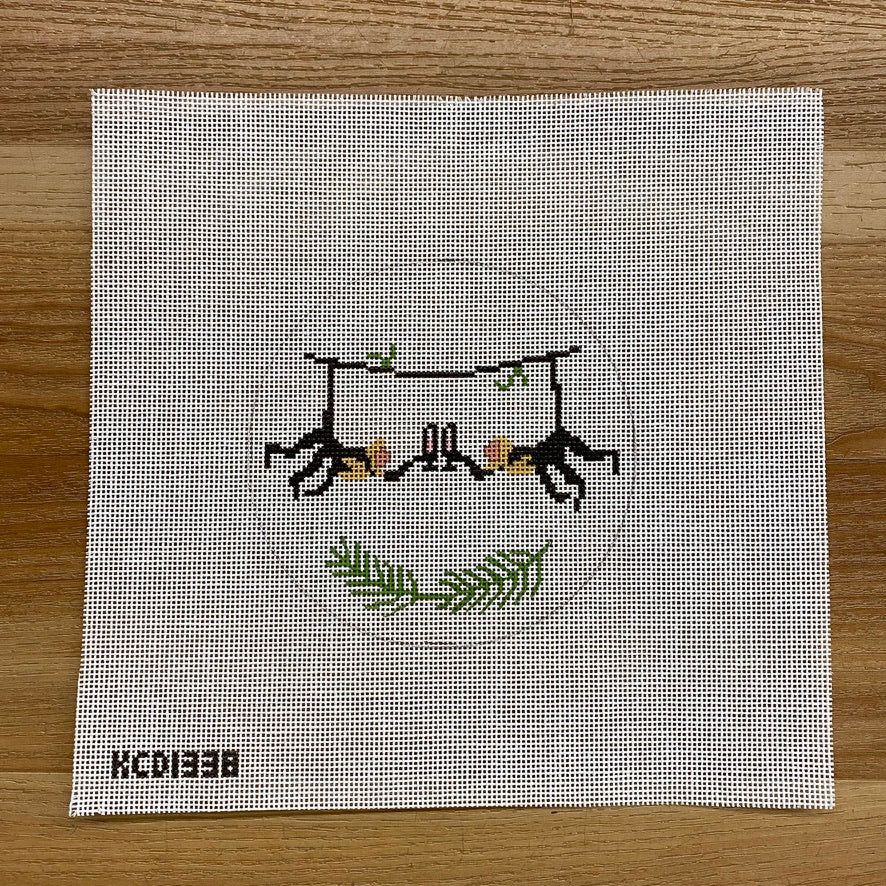 Champagne Monkey Round Canvas | KC Needlepoint