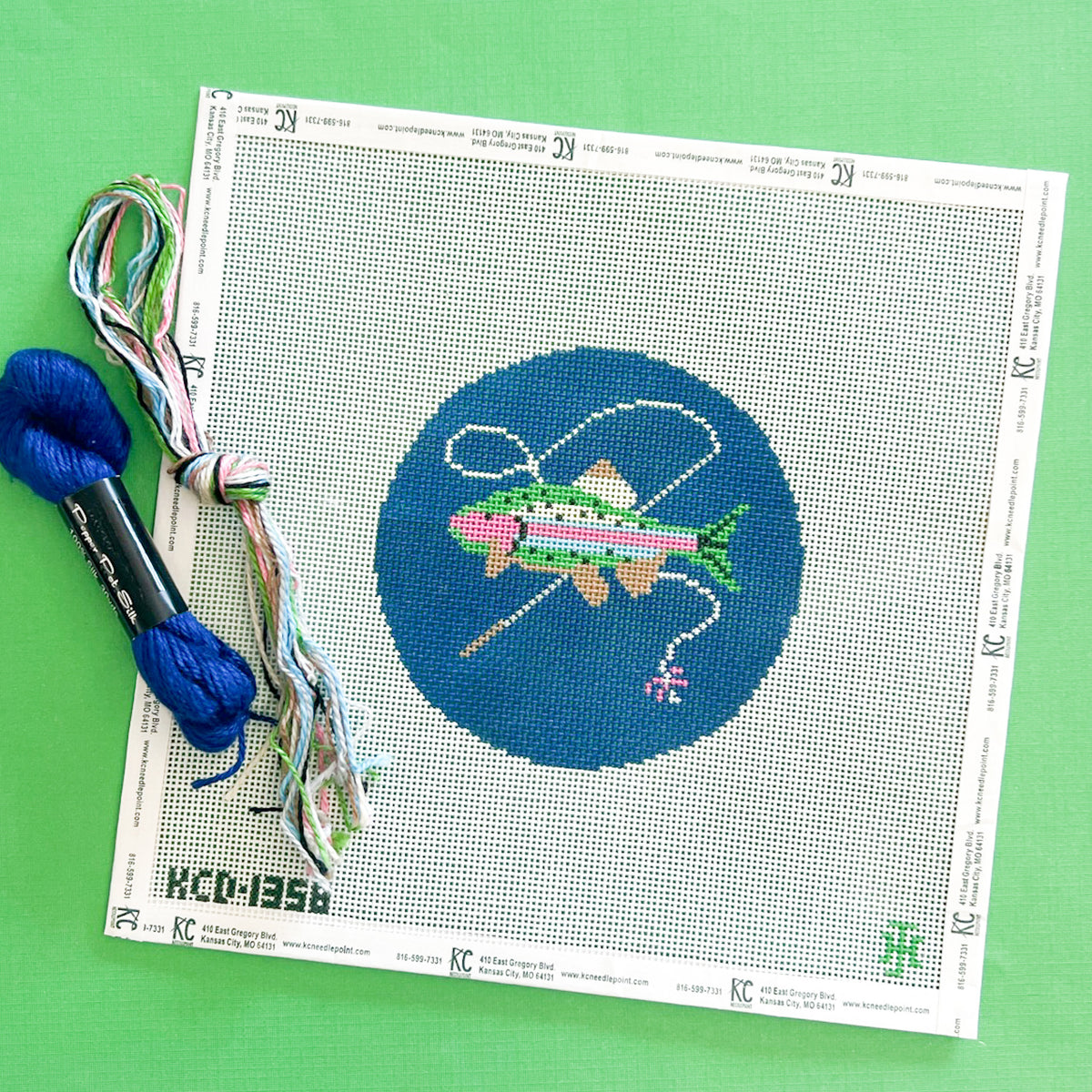 Fish with Rod Kit – KC Needlepoint