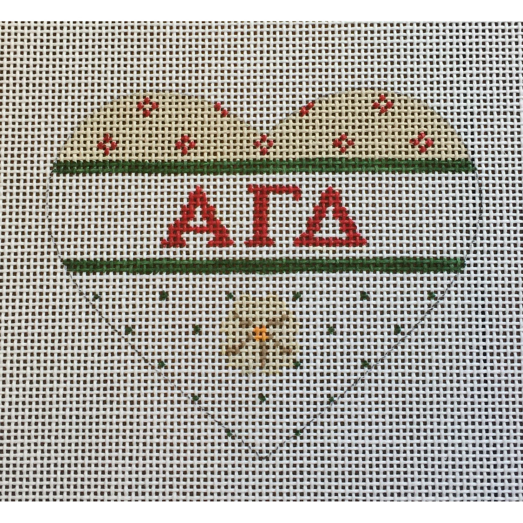 Alpha Gamma Delta Small Heart Canvas | KC Needlepoint