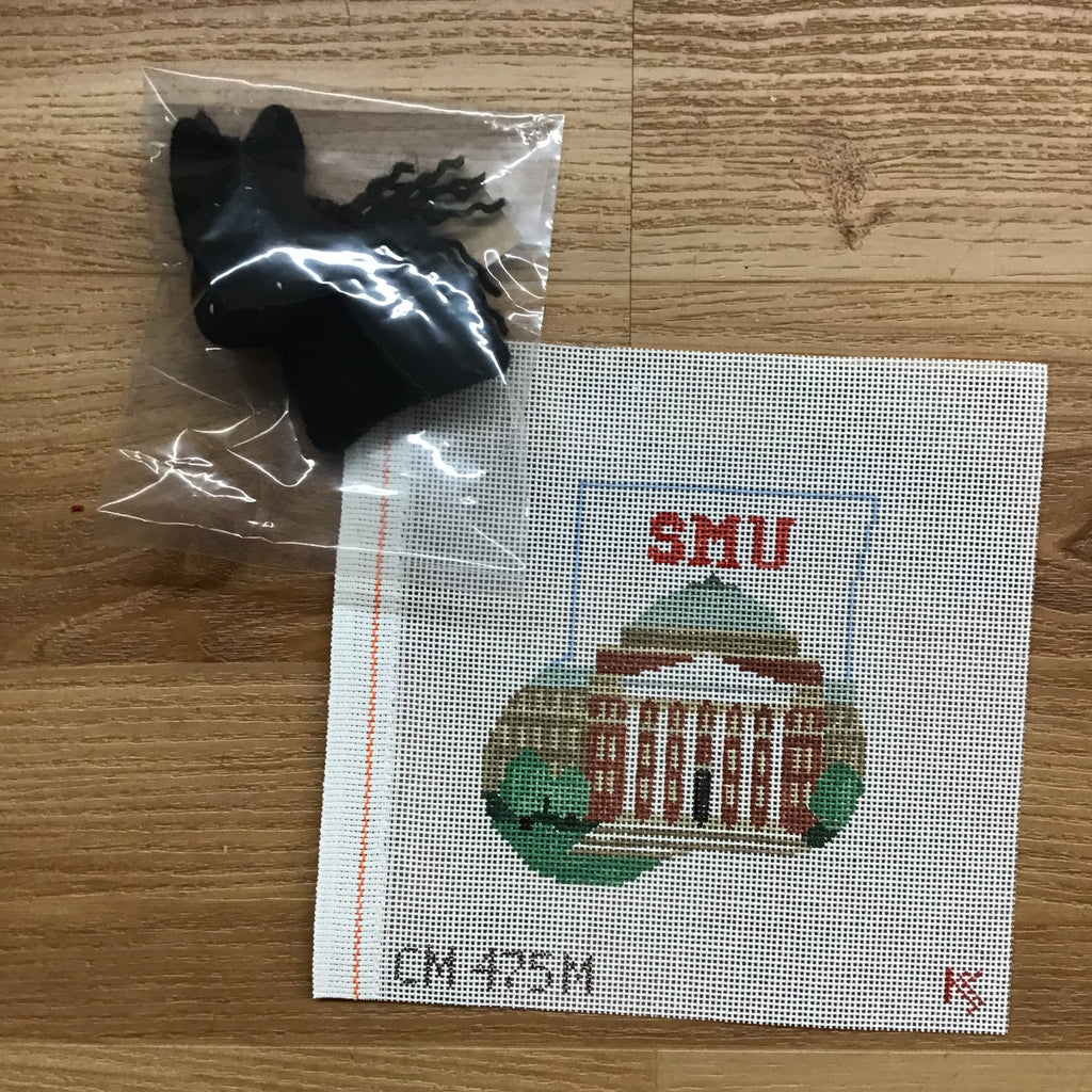 SMU with Black Mustang Mini Sock Canvas | KC Needlepoint