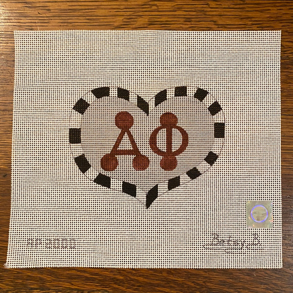 Alpha Phi Large Heart Canvas | KC Needlepoint